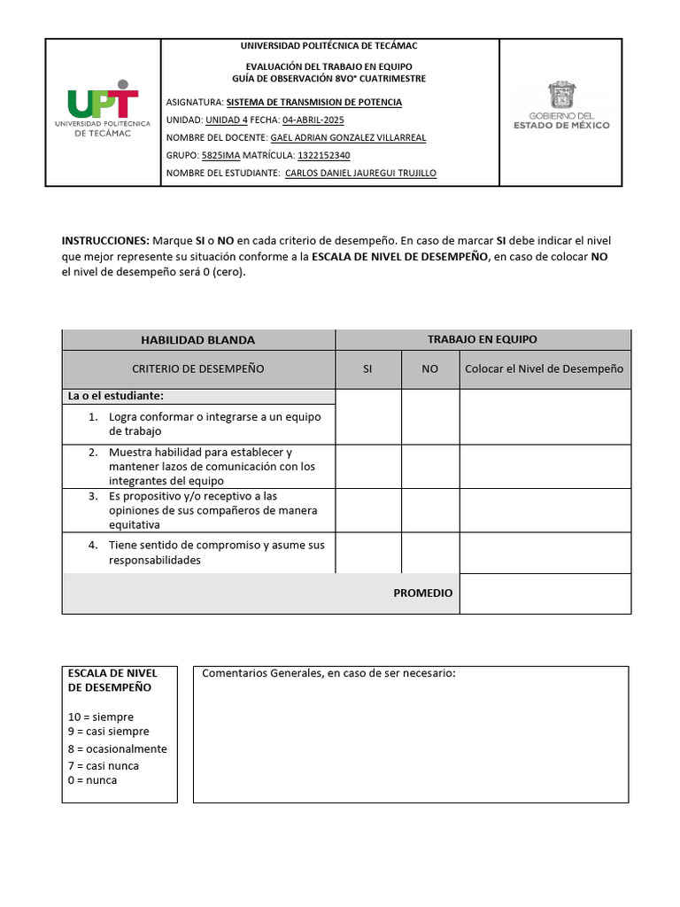 Ea1 Trabajo en Equipo Sistema de Transmision | PDF