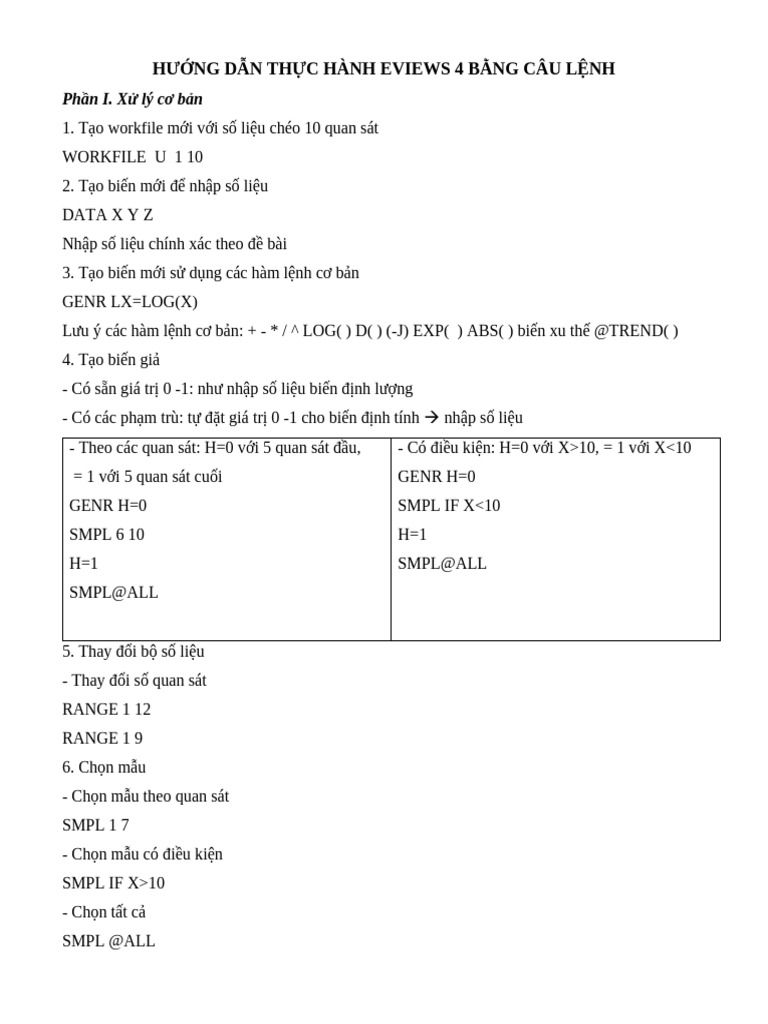Eviews Guide (Word) | PDF