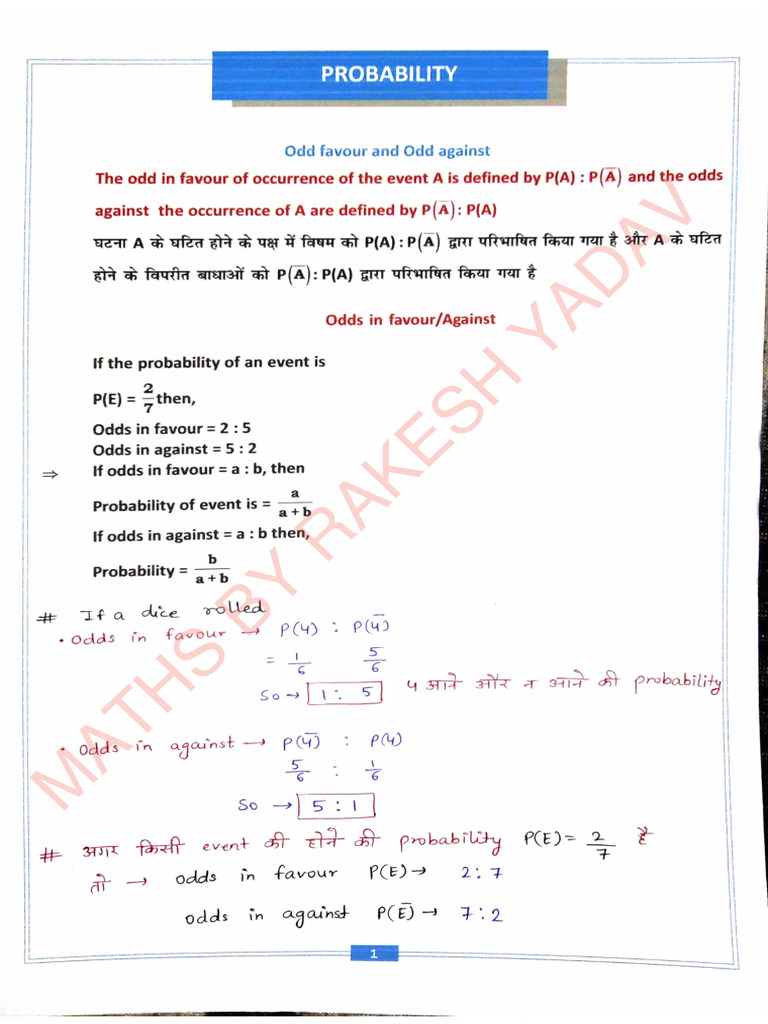 Probability Notes Class-3 | PDF