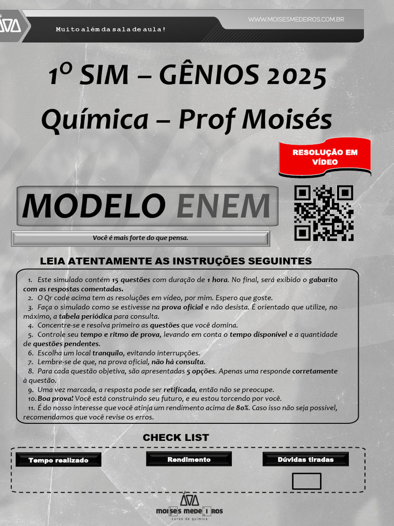Sim Genios 2025 - 1o - Moises Parte Moises Sem Gabarito Ok 100% | PDF | Bicarbonato | Amida