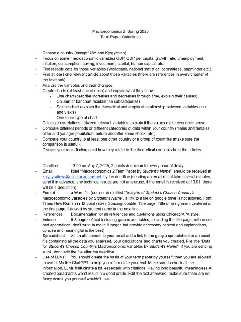 Macro2 Term Paper Guidelines | PDF | Macroeconomics | Gross Domestic Product
