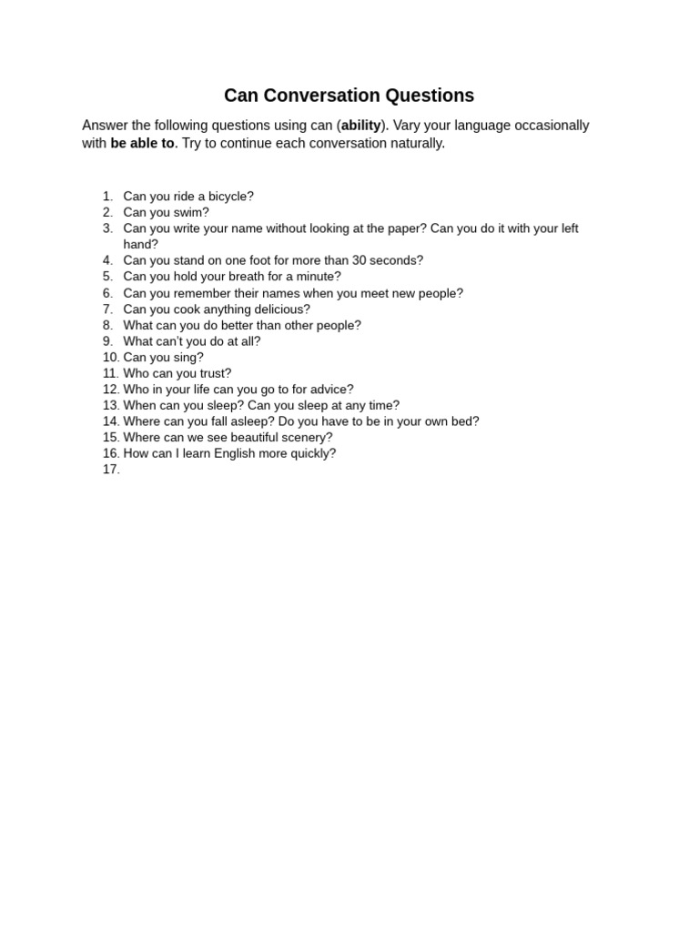 Can Conversation Questions | PDF