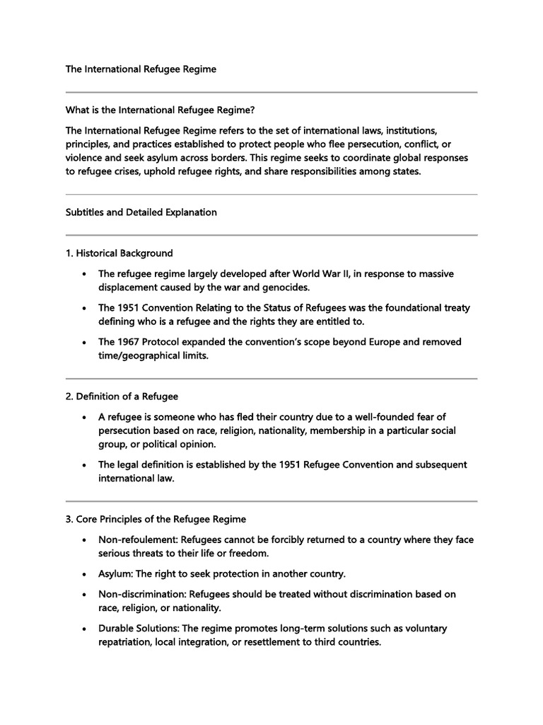 The International Refugee Regime | PDF | Refugee | United Nations High ...