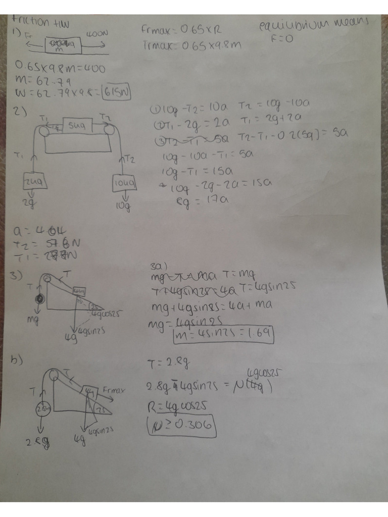 Friction HW | PDF
