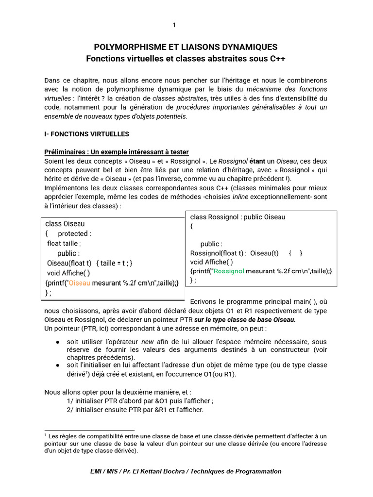 Polymorphisme et classes abstraites en C++ | PDF | Classe (informatique ...