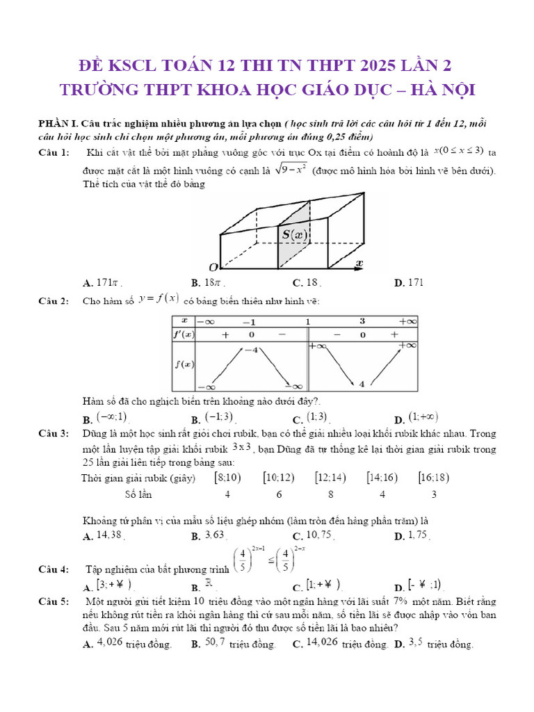 106 Truong THPT Khoa Hoc Giao Duc Ha Noi Lan 2 Thi Thu TN THPT 2025 | PDF