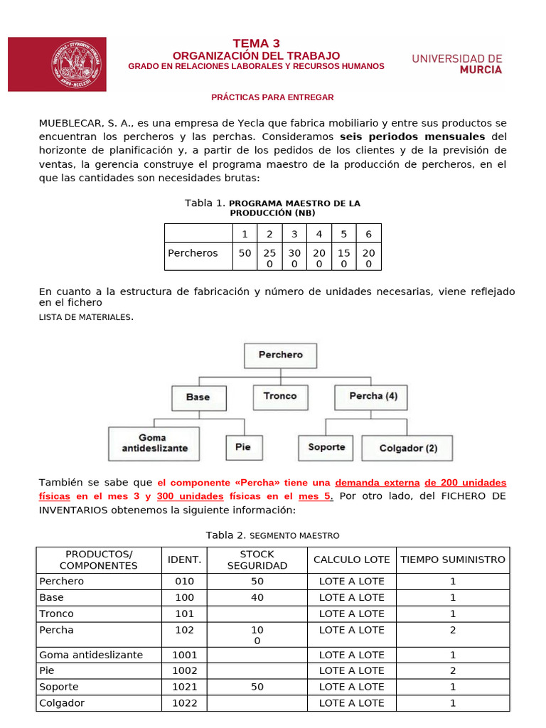 2022 Ejercicio Tema 3 para Entregar | PDF