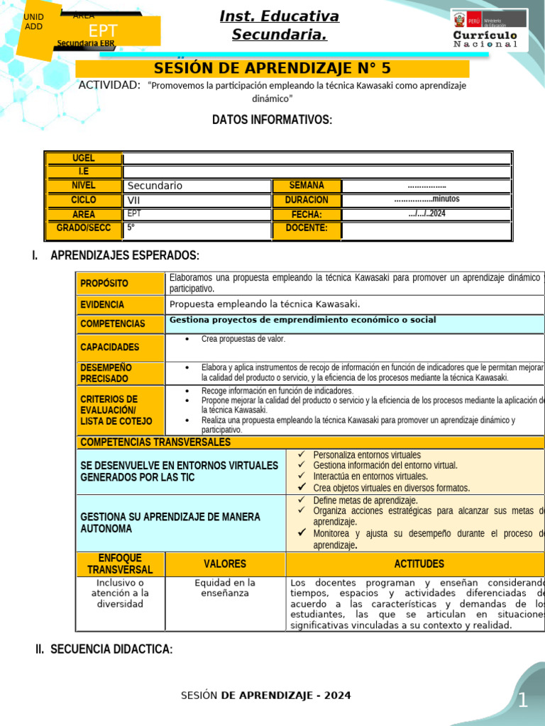 5°-Ses Act 05-Emprendimiento-U3 | PDF | Aprendizaje | Enseñando