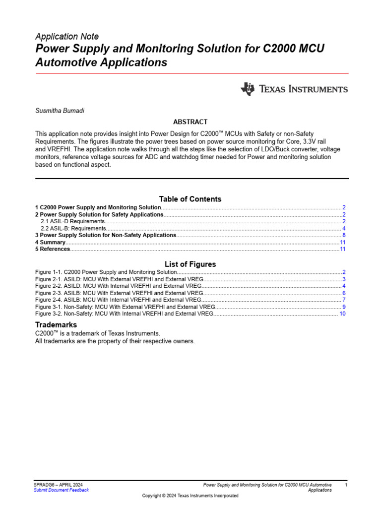 Power Supply and Monitoring Solution For C2000 MCU Automotive Applications | PDF | Power Supply ...