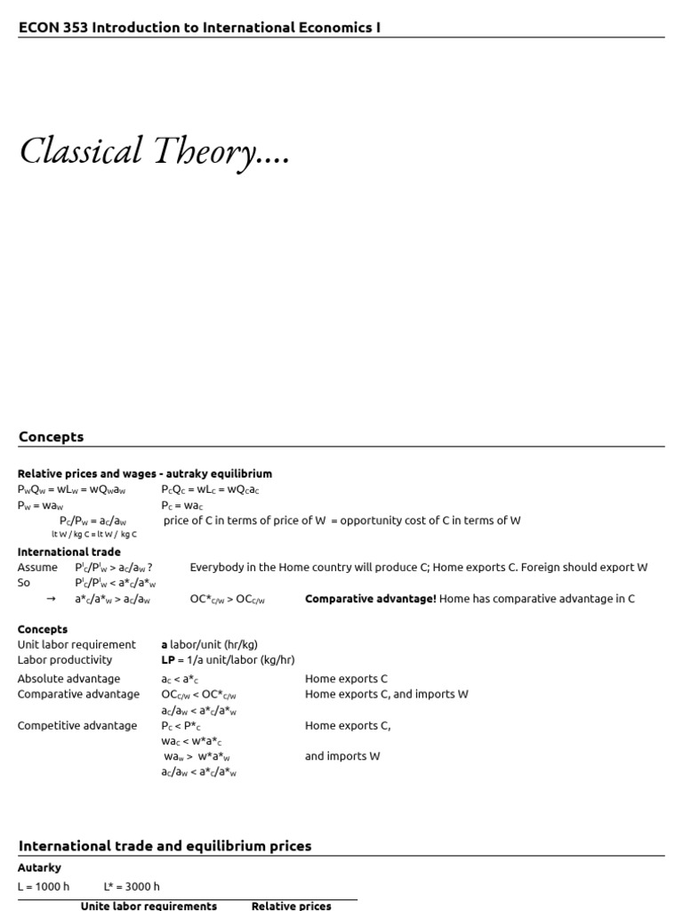 03B Classical Theory | PDF | Macroeconomics | Microeconomics