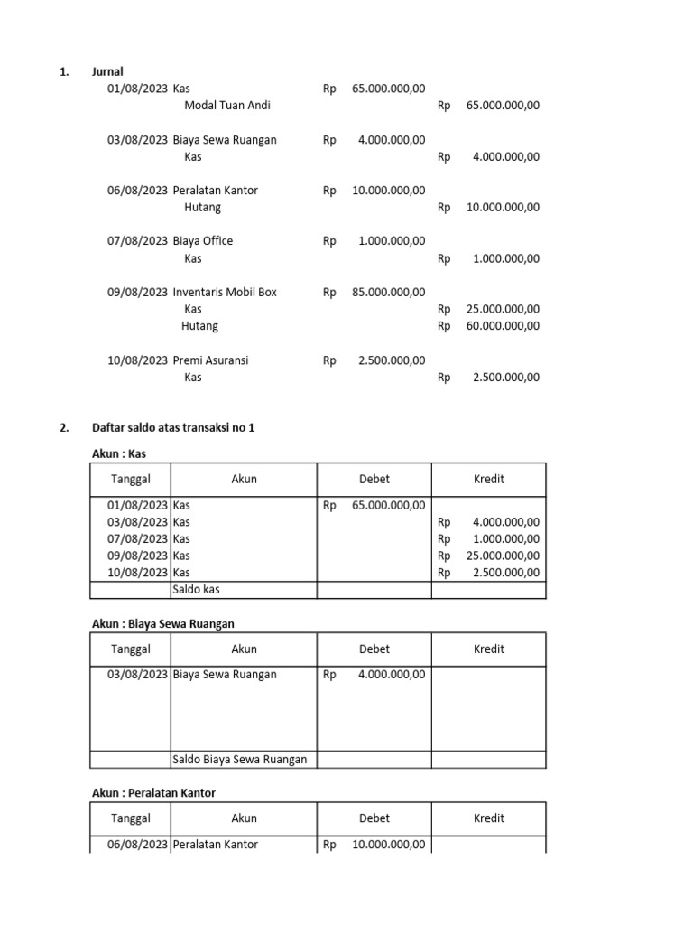 Jawaban Tugas 1 Pengantar Akuntansi | PDF