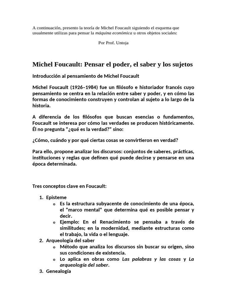 Teoría del poder en Foucault | PDF | Michel Foucault | Verdad