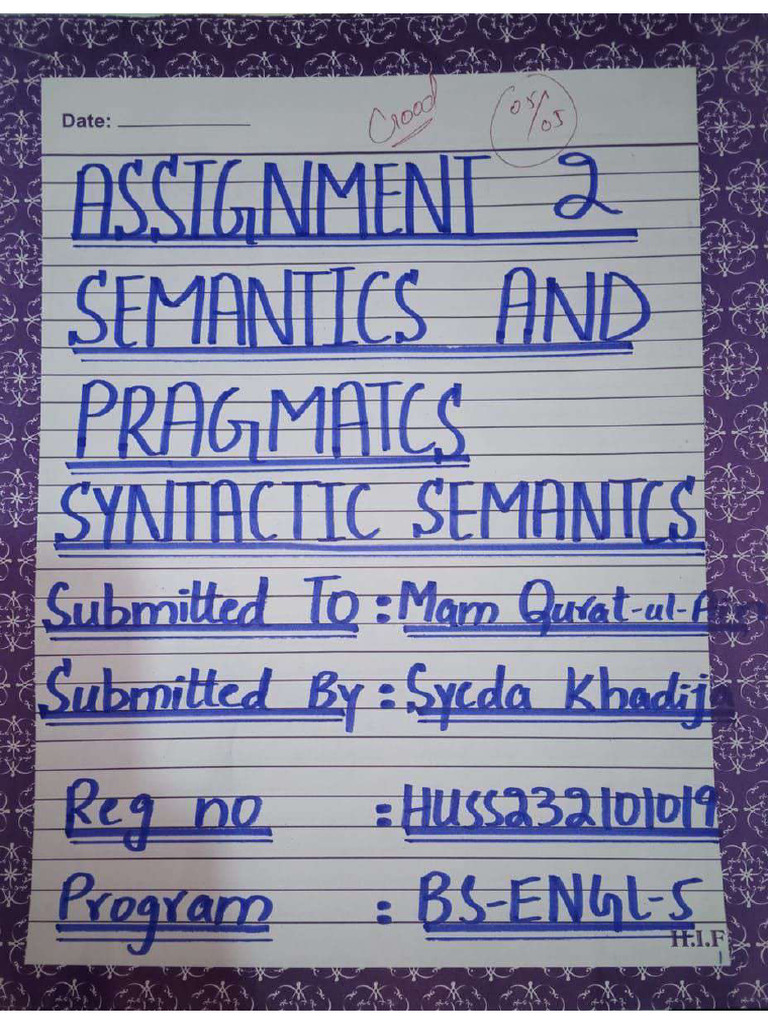Semantics Assignment 2 | PDF