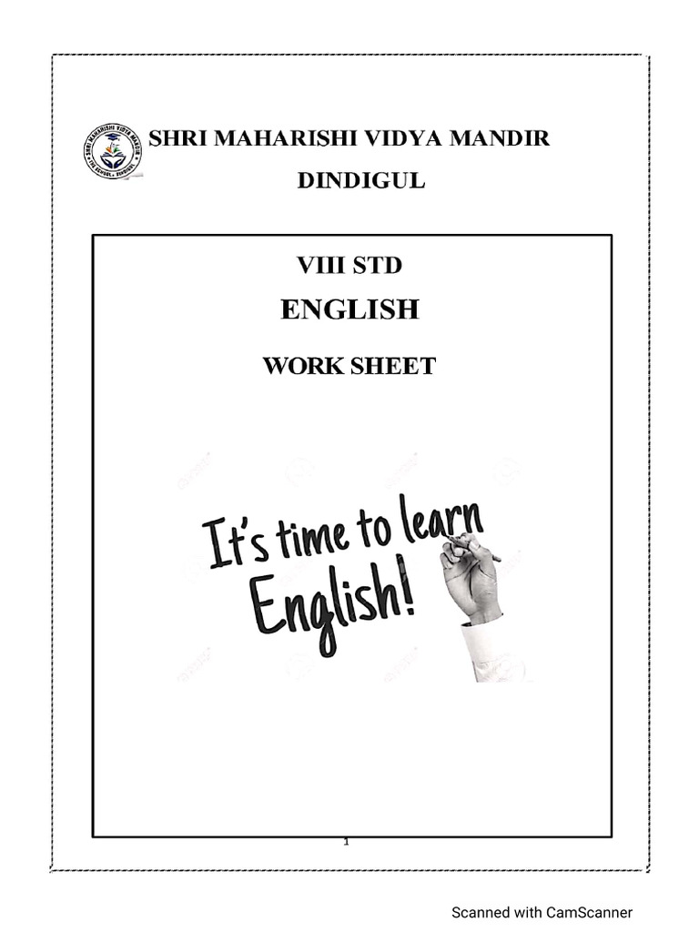 Class 8 - English Worksheet | PDF