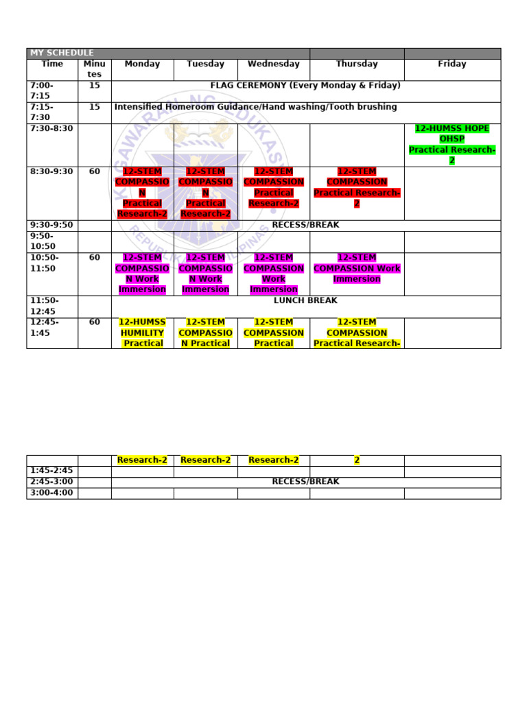 My Schedule | PDF