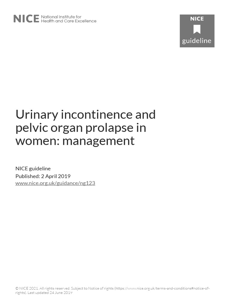Urinary Incontinence and Pelvic Organ Prolapse in Women Management | PDF | Urinary Incontinence ...