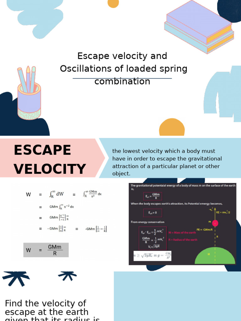 Escape Velocity and Toscillations of Loaded Spring Combination ...
