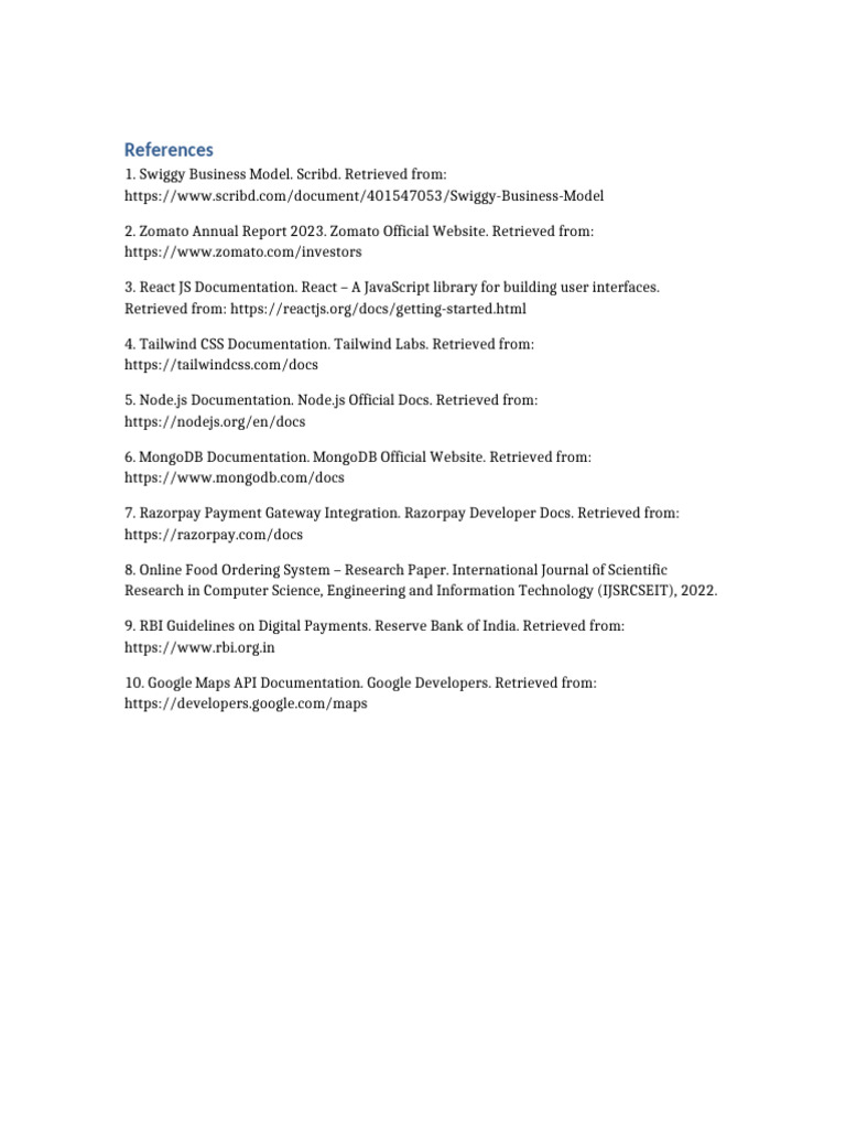 Food Delivery References | PDF