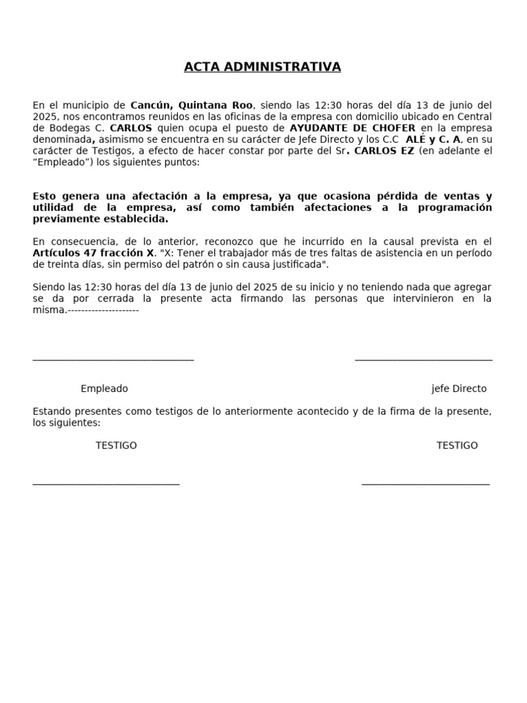 Acta Administrativa | PDF