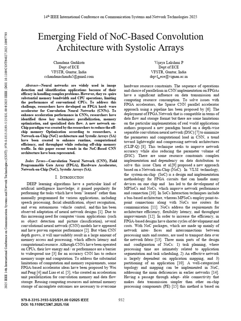 Emerging Field of NoC-Based Convolution Architecture With Systolic Arrays | PDF | System On A ...