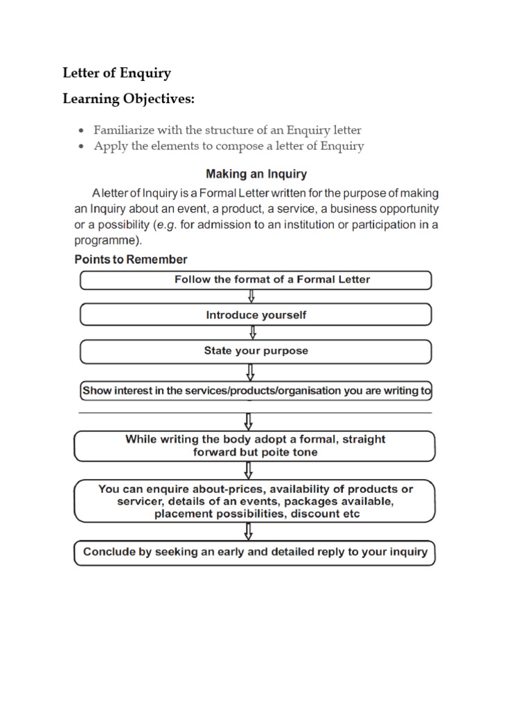 Inquiry Letter for Short-Term Course | PDF