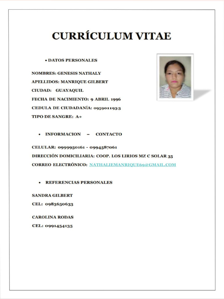 Currículum Actual Genesis Manrique | PDF