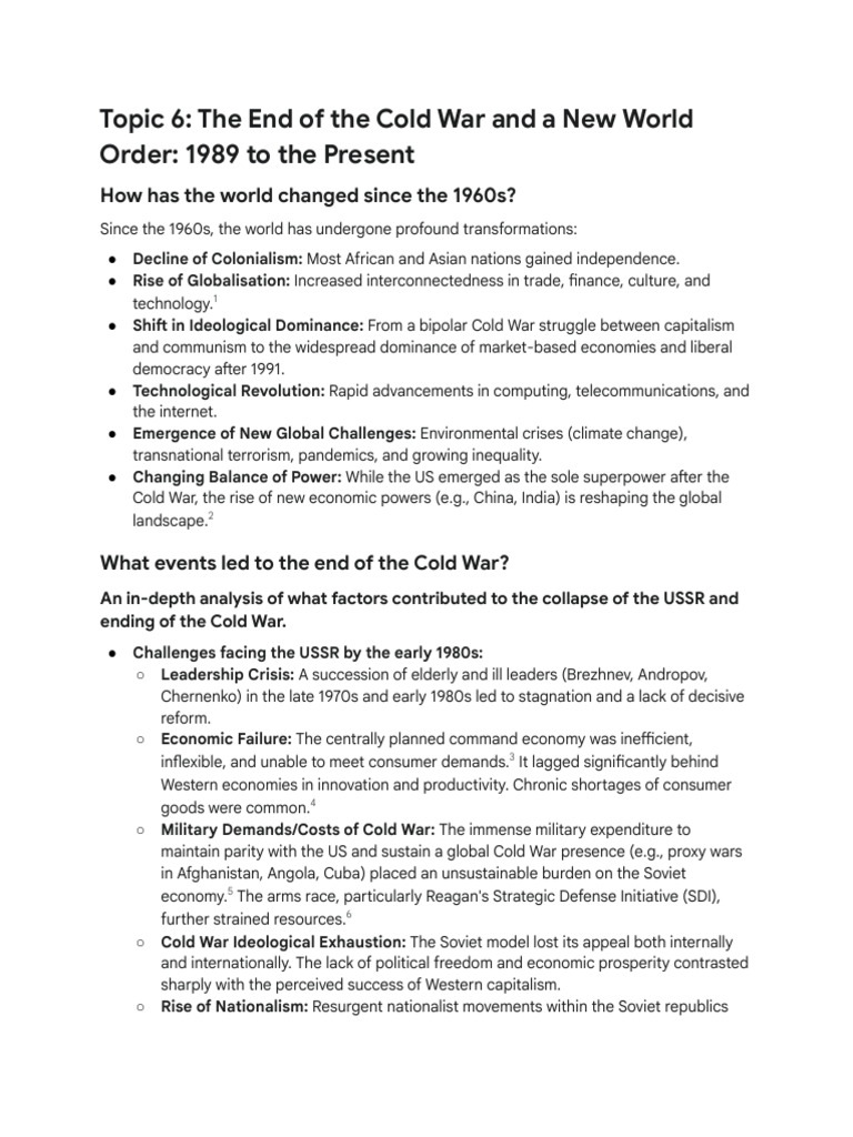 End of Cold War and New World Order | PDF | Cold War | Soviet Union