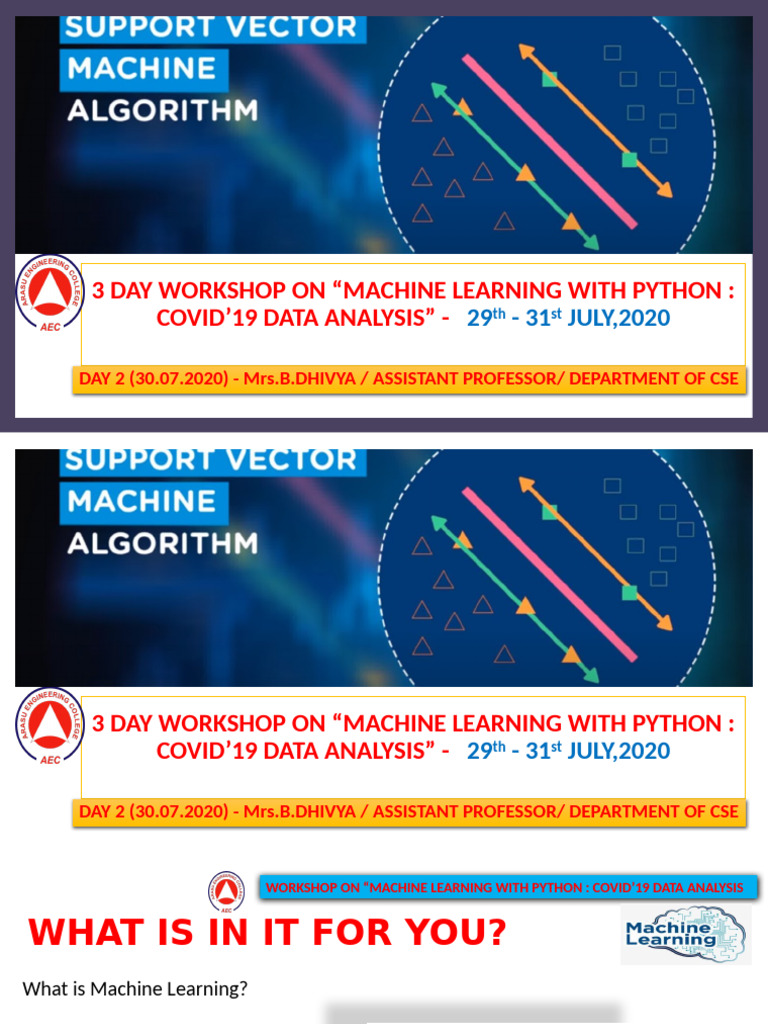 ML Workshop Day2 Presentation On 30.07.2020 | PDF | Support Vector ...
