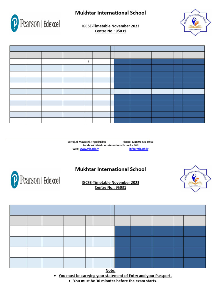 IGCSE Timetable November 2023 2 | PDF | Schools | Educational Stages