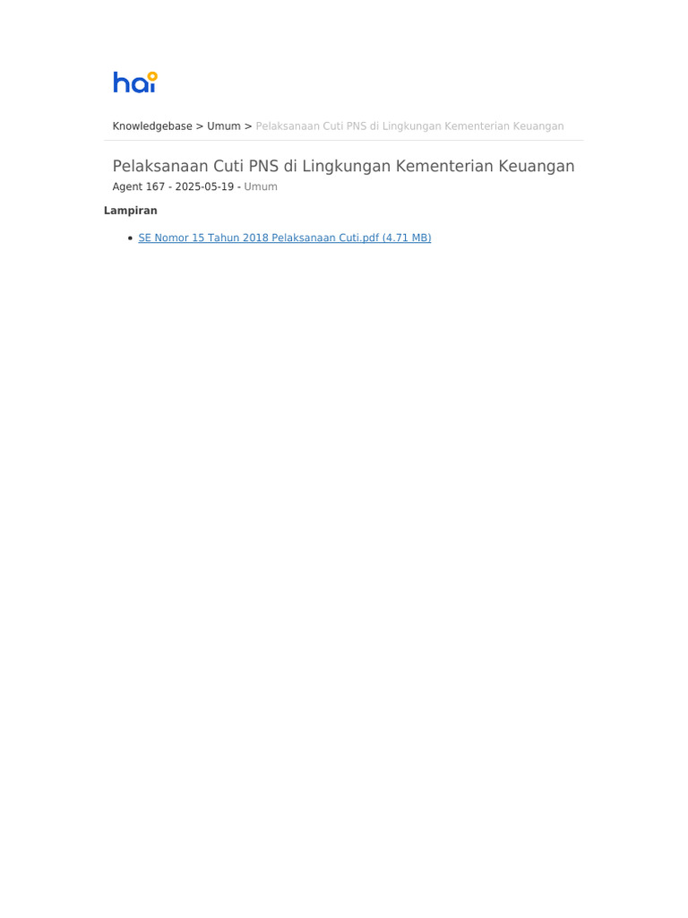 Pelaksanaan Cuti PNS Kemenkeu | PDF