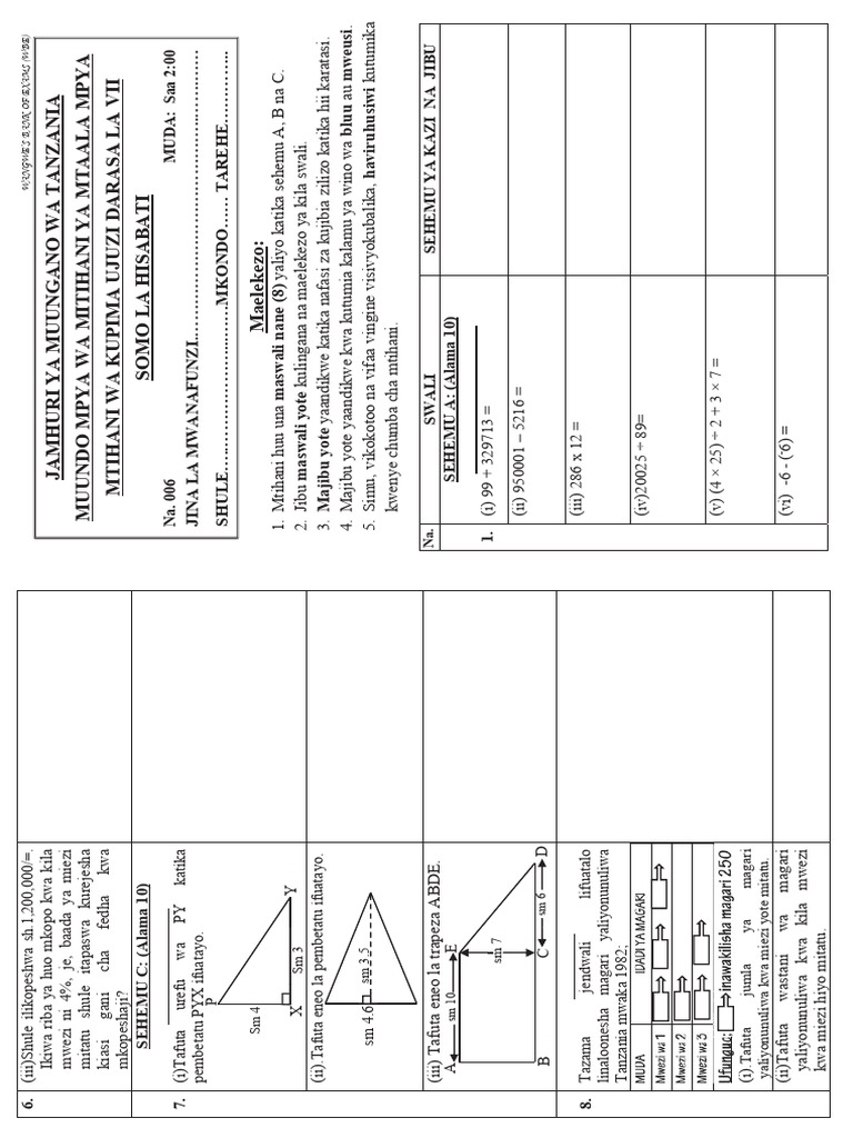 Hisabati Vii (Na.005) PR | PDF