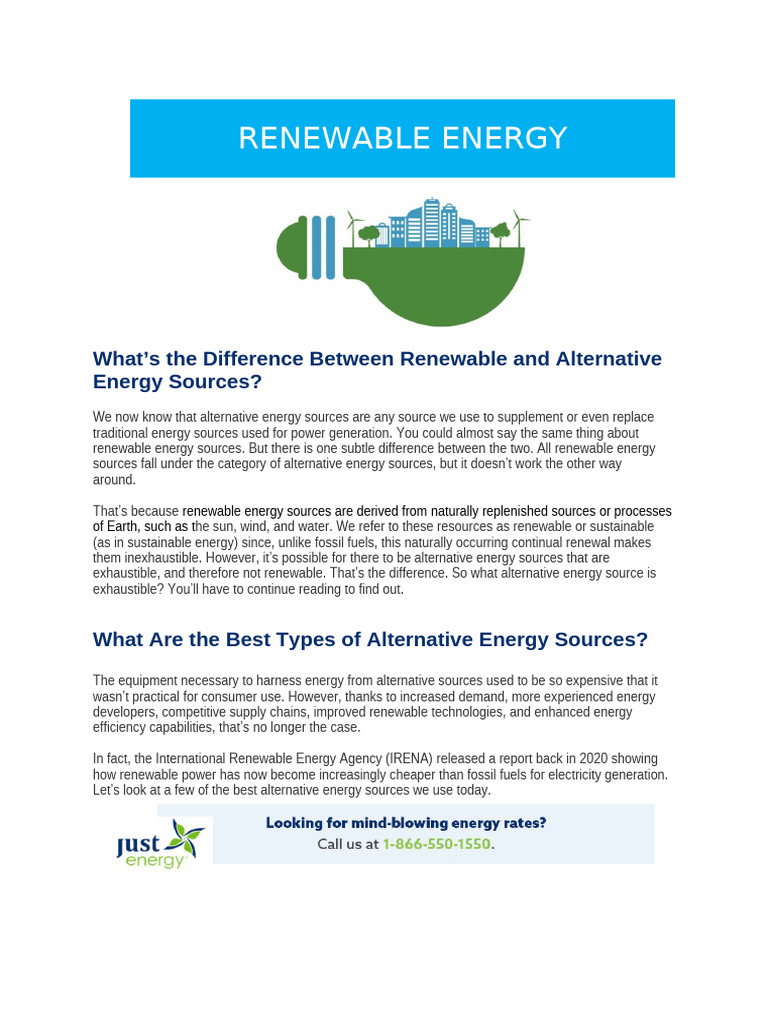 Exhaustible vs Renewable Energy Sources | PDF