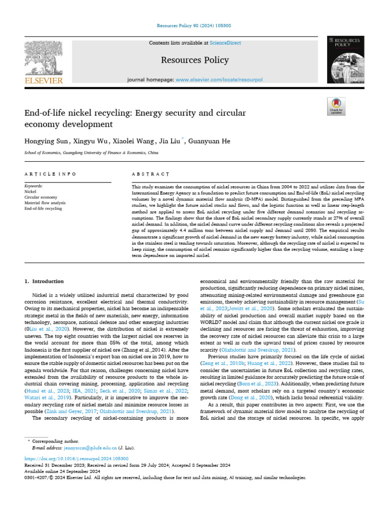 End-Of-life Nickel Recycling Energy Security and Circular | PDF ...