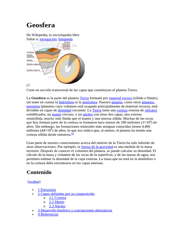 Estructura y capas de la geosfera terrestre | PDF | Tierra | Corteza ...