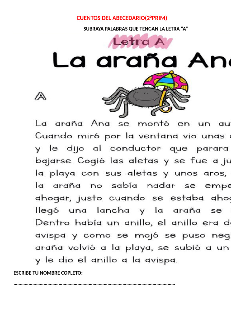 Cuentos del Abecedario para Niños | PDF | Lectura (proceso) | Escritura
