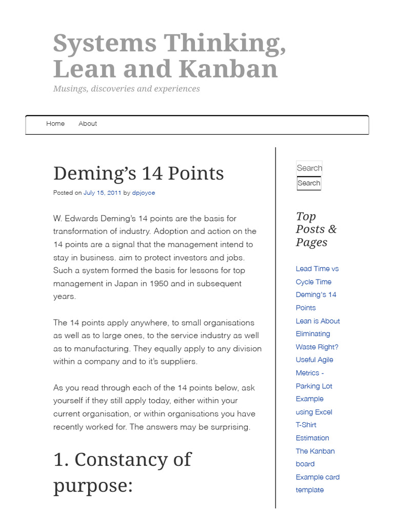 Deming's 14 Points for Business Success | PDF | Leadership | Supply Chain