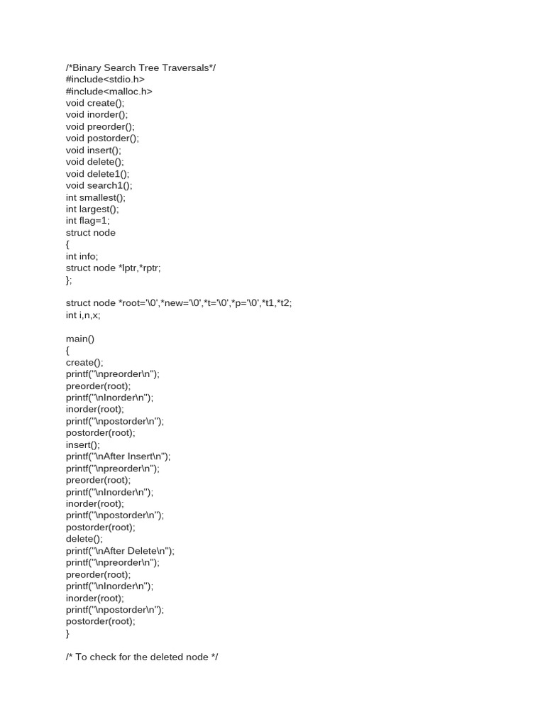 Binary Search Tree Traversals | PDF | Computer Programming | Algorithms And Data Structures