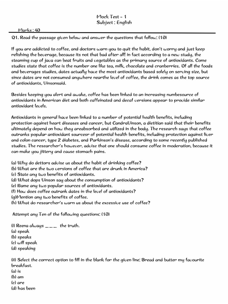 English Mock Test | PDF