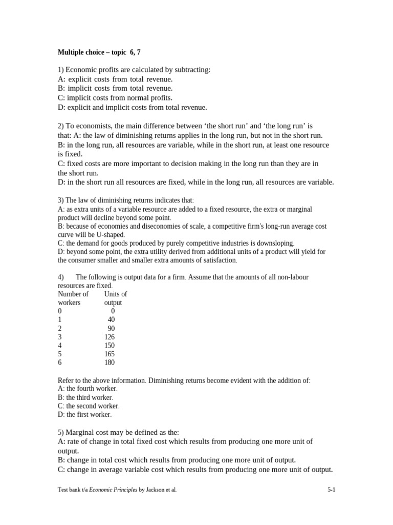 Economic Principles Test Bank Insights | PDF | Elasticity (Economics ...