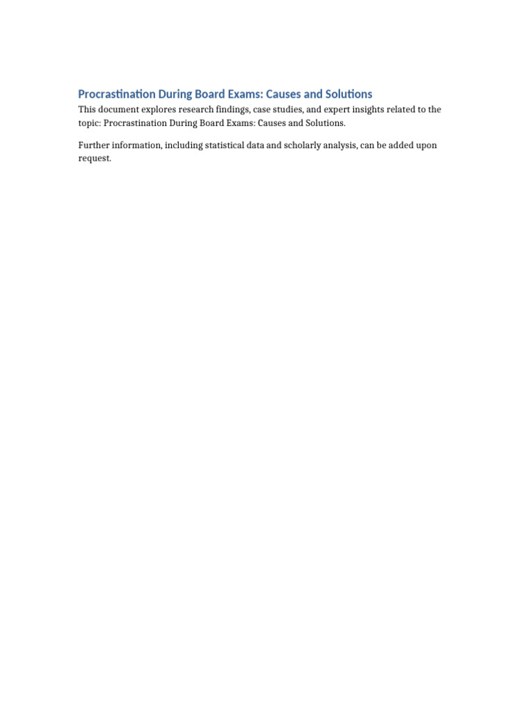 Procrastination During Board Exams Causes and Solutions | PDF
