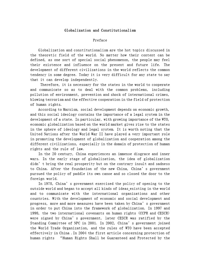 Globalization and Constitutional Government (PDF) V - 2 | PDF | Human ...