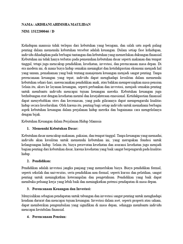 Hukum Lembaga Keuangan Ardhani Ahimsha Maulidan 1312200046 | PDF
