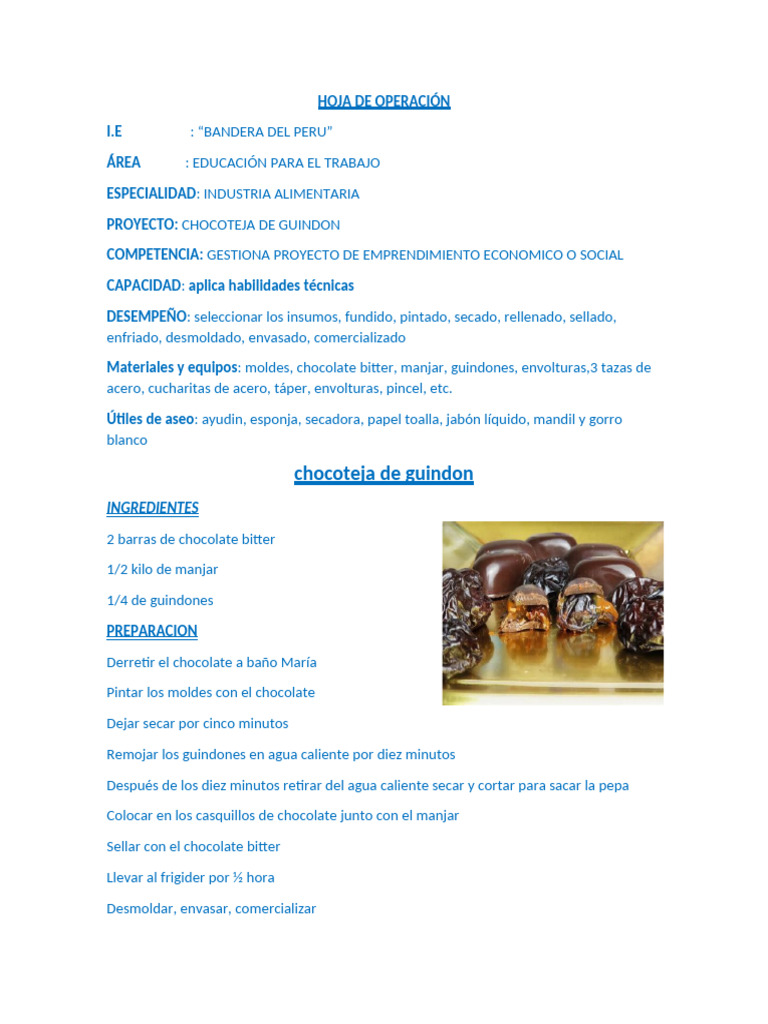 Hoja de Operación Chocoteja de Guindon 4to Grado Ept 2025 | PDF