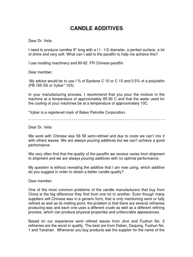 Candle Additives I Use Molding Machinery and FR Chinese Paraffin ...