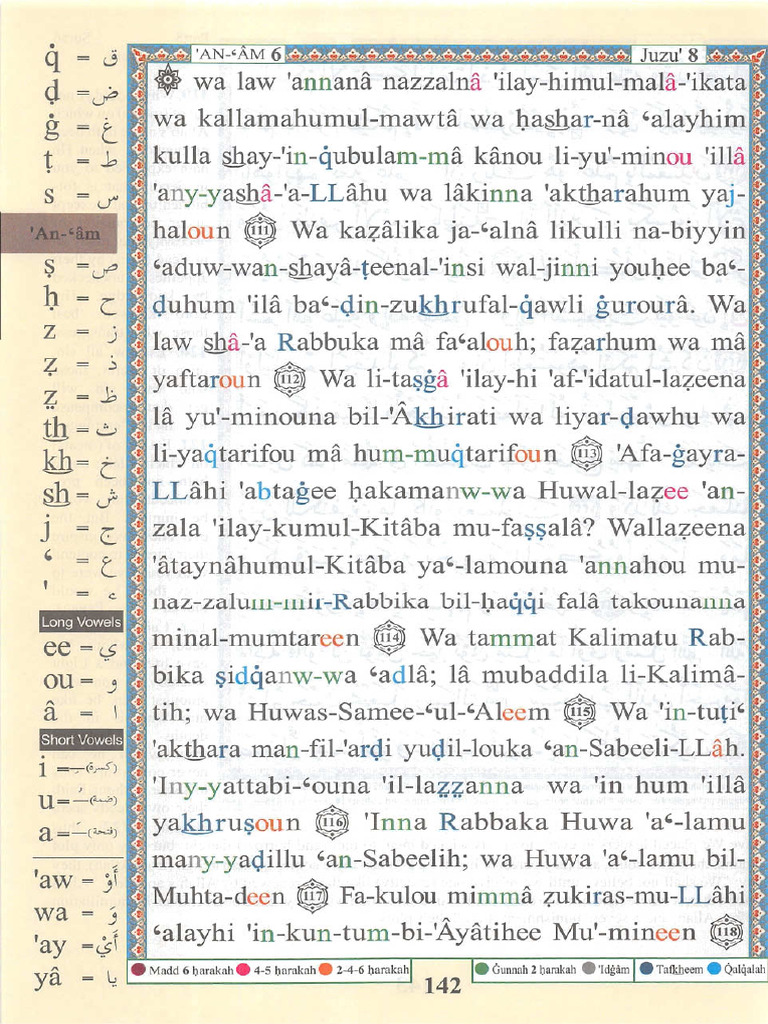 The Holy Quran Transliteration Juz 8 | PDF | Quran | Islam