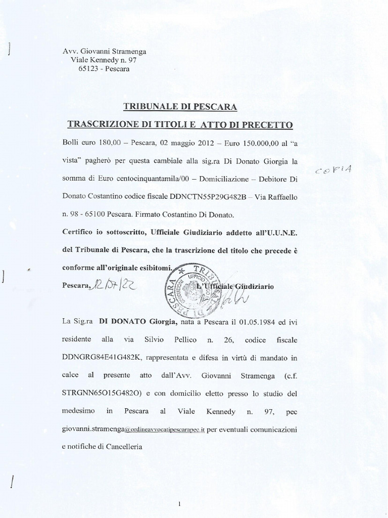 Precetto 1 | PDF
