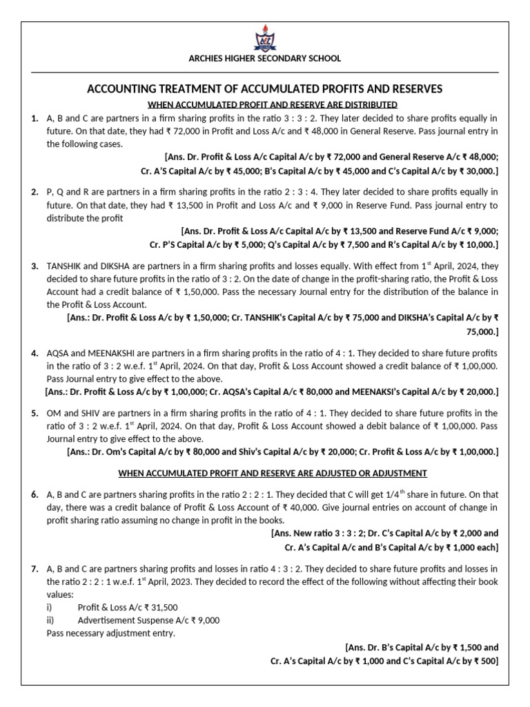 4. - Accounting Treatment of Accumulated Profit and Reserve - Pratice ...
