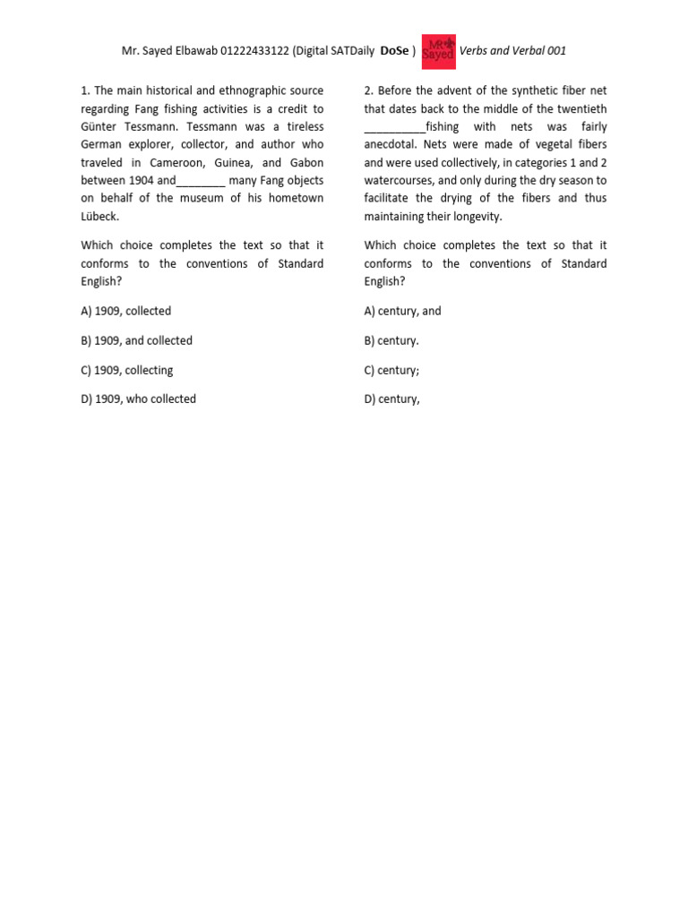 DSAT. DD Verbs and Verbal 001 | PDF | Economies