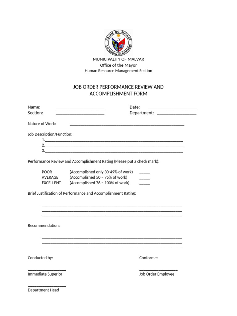 Job Evaluation Form | PDF