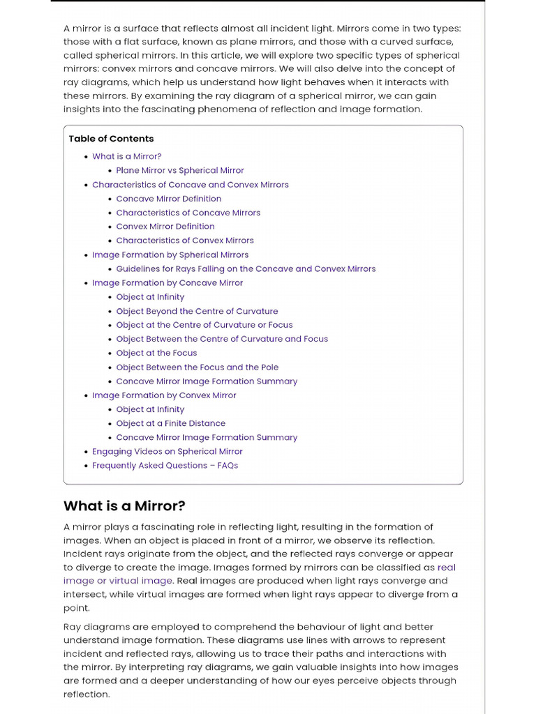 Light and Reflection | PDF